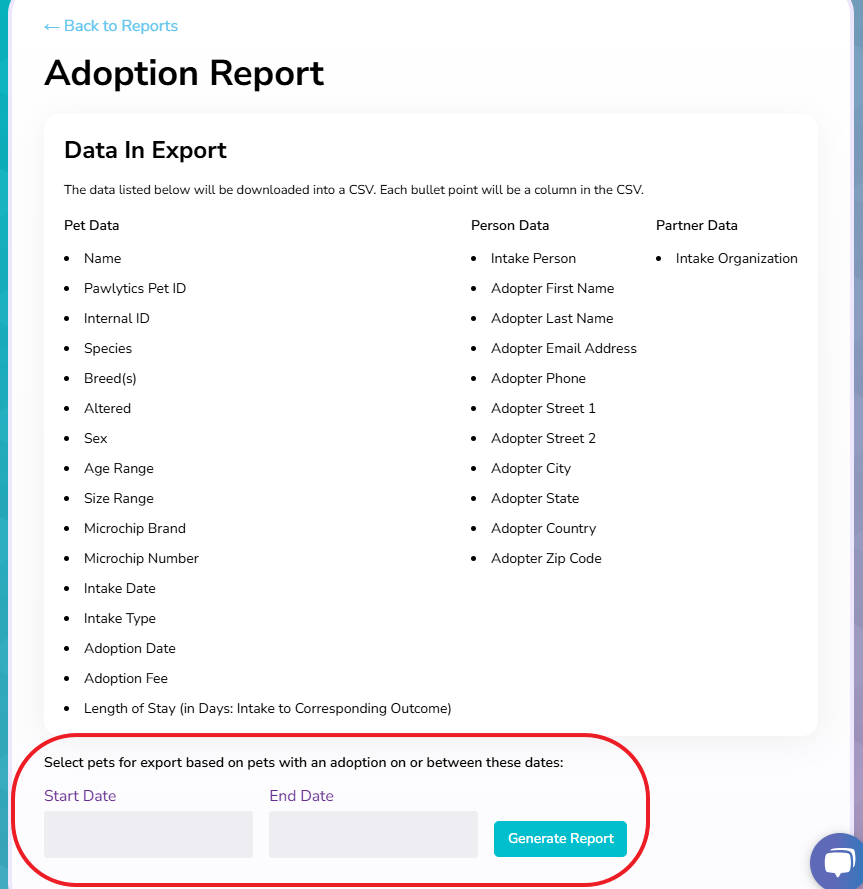 Downloadable CSV Reports